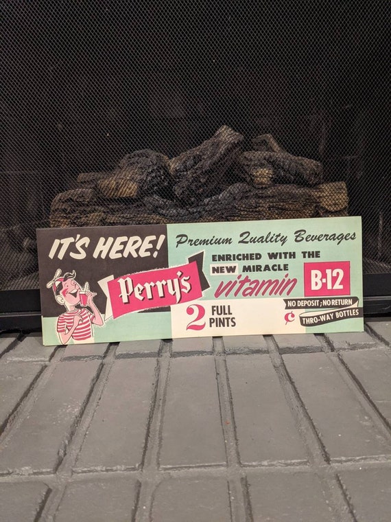 Original 1960's Perry's Beverages Soda Fountain Sign | Etsy Australia