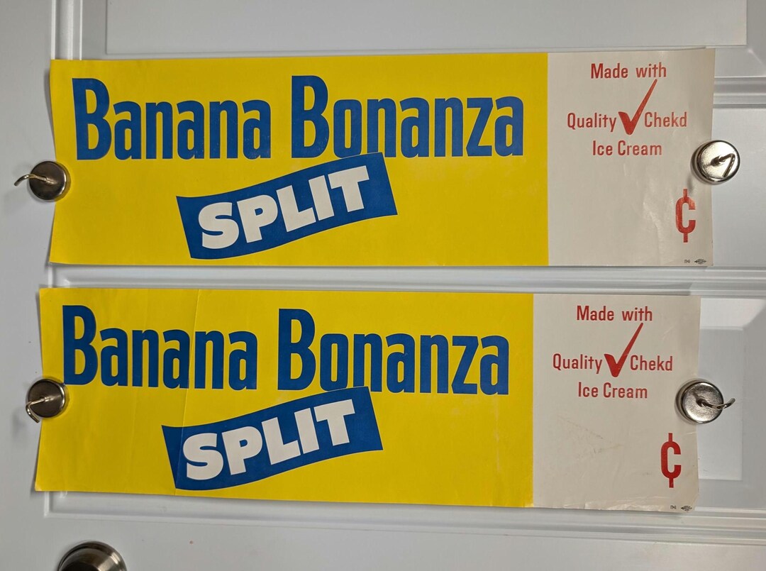 1960s Banana Bonanza Banana Split Poster Sign and Ice Cream Sundae ...