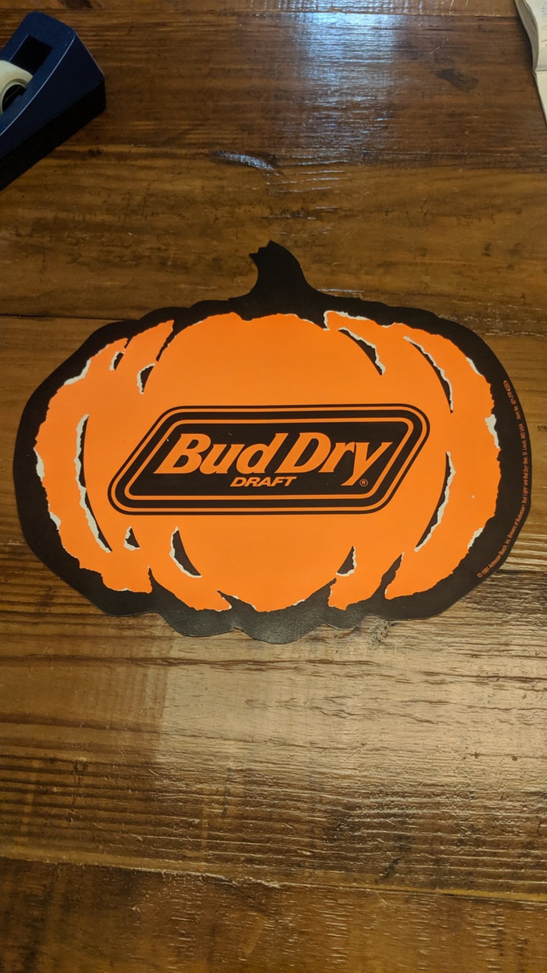 Original 1991 BUD DRY Draft Budweiser Beer Die Cut Halloween Pumpkin ...