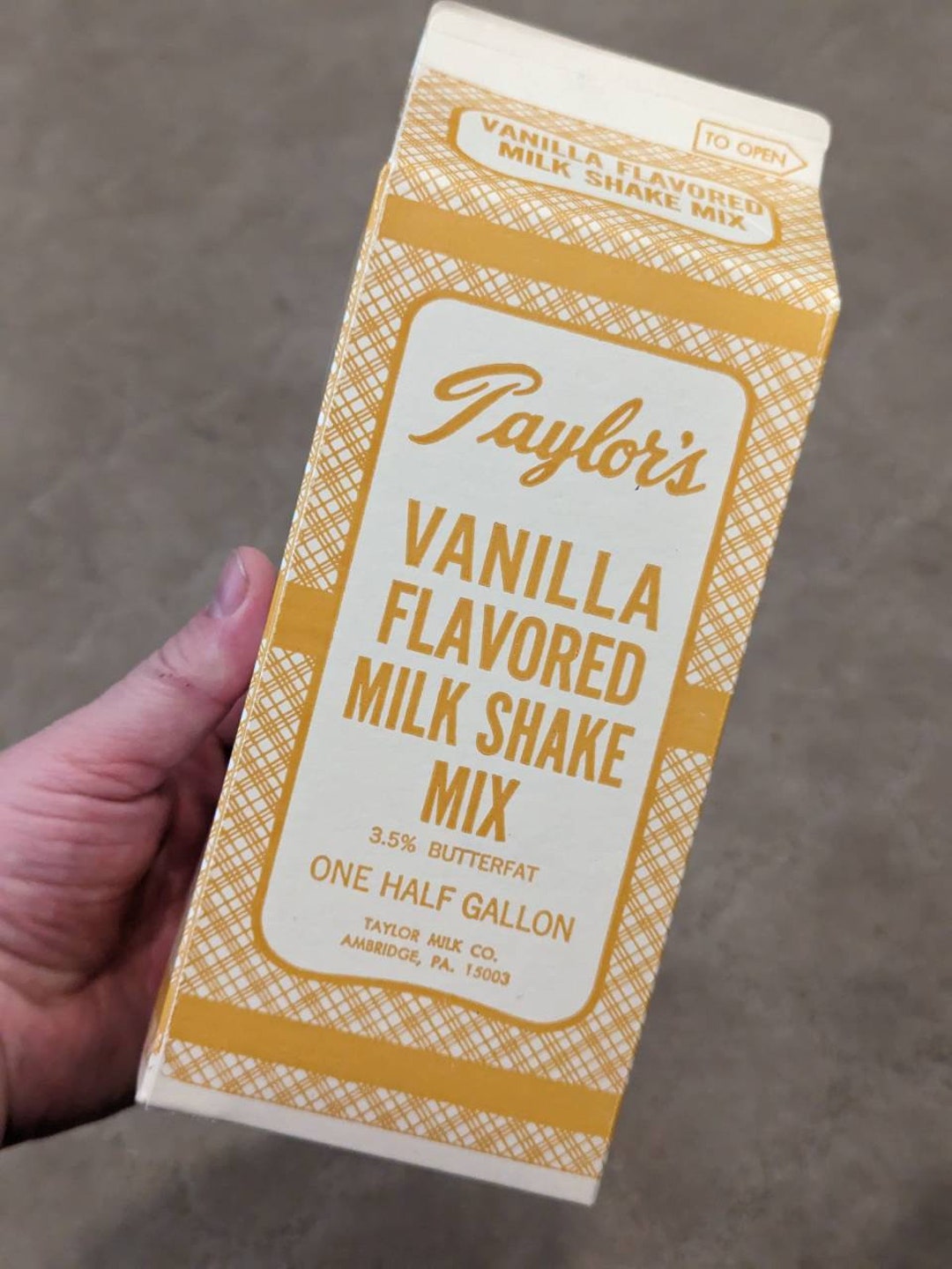 NOS 1980's Taylor's Vanilla Shake Mix Milk Waxed Milk Carton or ...
