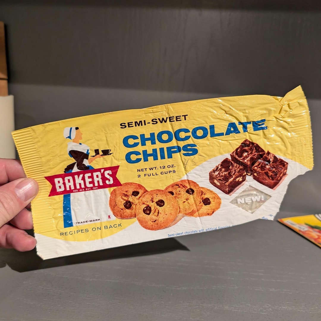 Vintage 1960's Bakers Chocolate Chips Original Packaging - Walter Baker ...