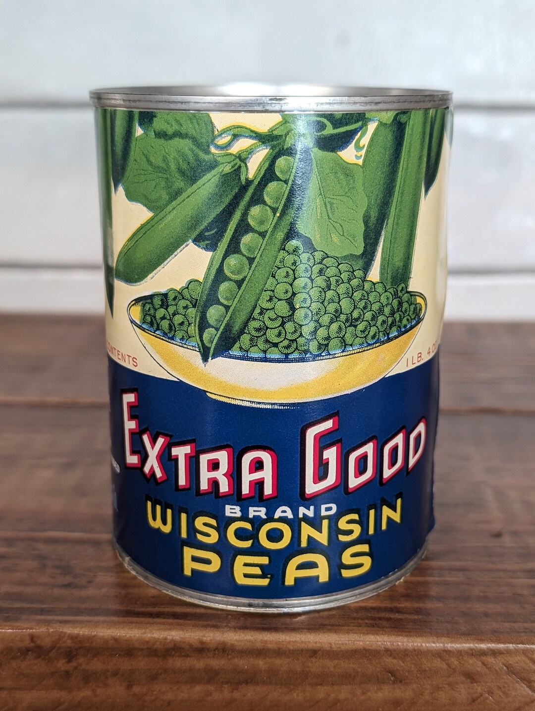 1940's Extra Good Wisconsin Peas - Script-. Can Label on Can Original ...