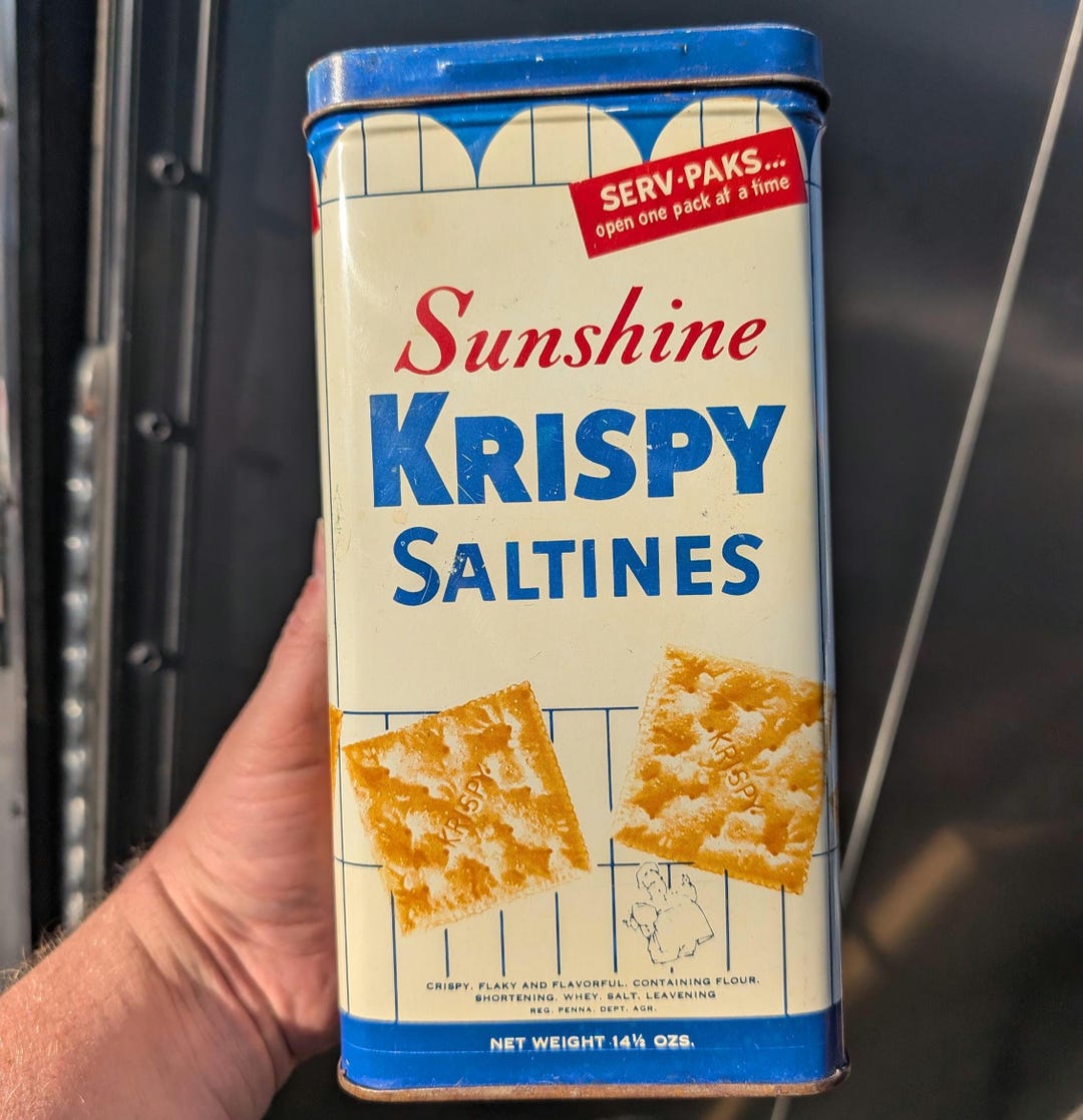 Sunshine Krispy Saltines Crackers Metal Tin 1940s Vintage Original New ...