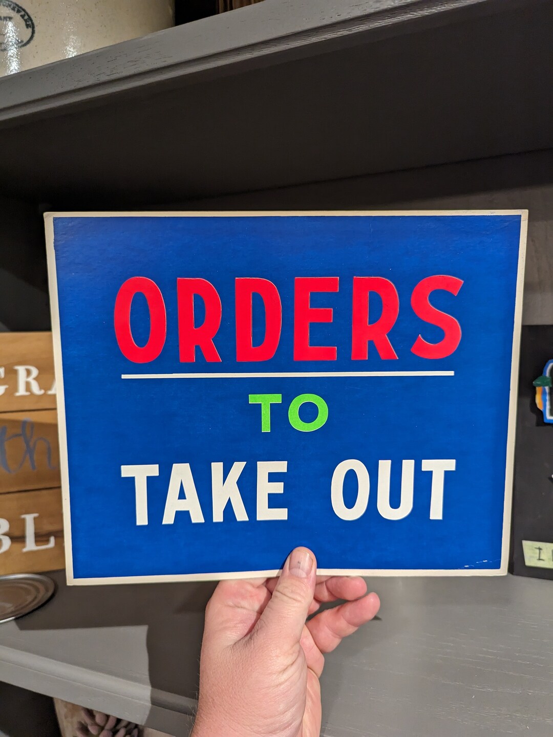 Original 1950's Orders to Take Out Store Cardboard Sign Vintage Diner ...