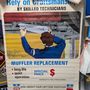 Large Original 1960s Mopar Muffler Replacement Service Car Dealership ...