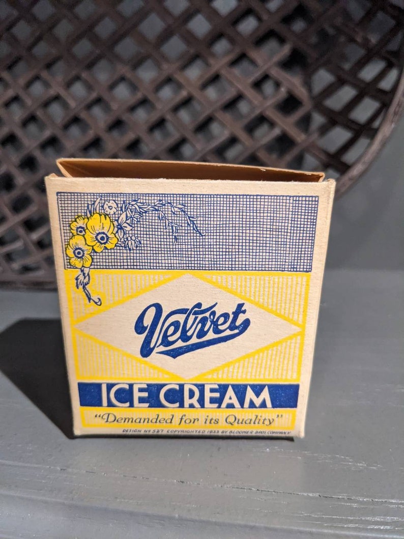 NOS 1930's Velvet Ice Cream Container Half Pint Modesto - Etsy