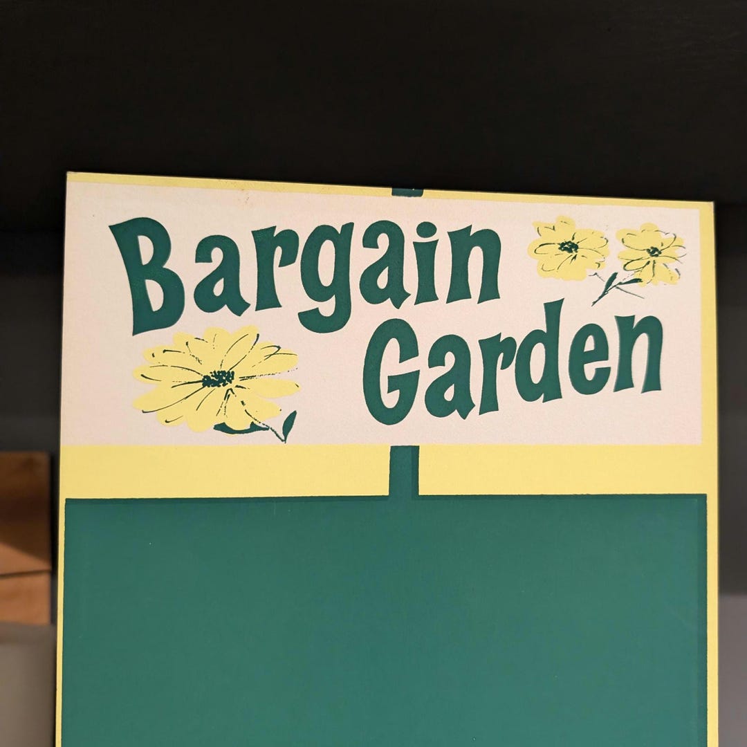NOS 1960s 70s Bargain Garden Price Card Display Original Single Sided ...