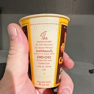 NOS 1930s Cho Cho Chocolate Frozen Malted Cup - Carnation Co. 4oz Waxed ...