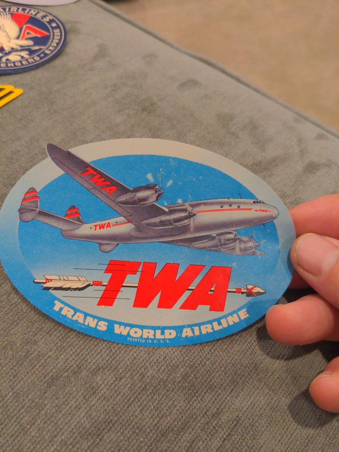 1950's TWA Transcontinental Gummed Label - Old & Original - Vintage ...