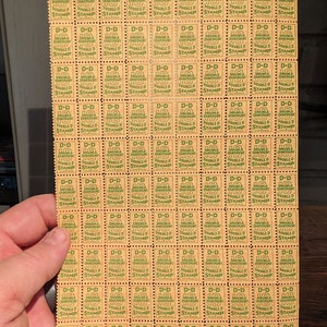 Sheet of 100 Original 1950's 60's Double D Stamps Trading Stamps ...