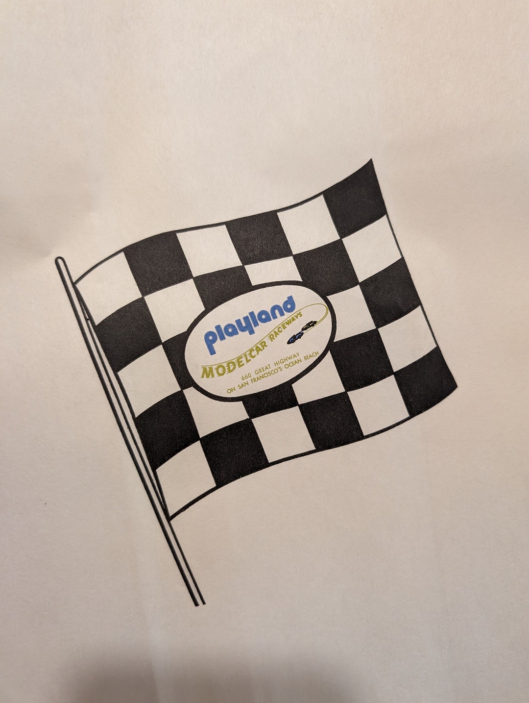 1960s Playland Model Car Raceway, San Francisco, California Bag Sign ...