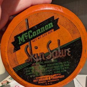 Original Vintage 1930s Mcconnon Skin Salve Tin Vintage Medicine Cabinet ...