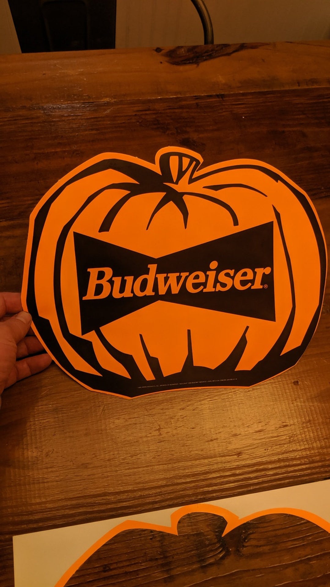Original 1992 Budweiser Beer Die Cut Hallween Pumkin Display Poster ...