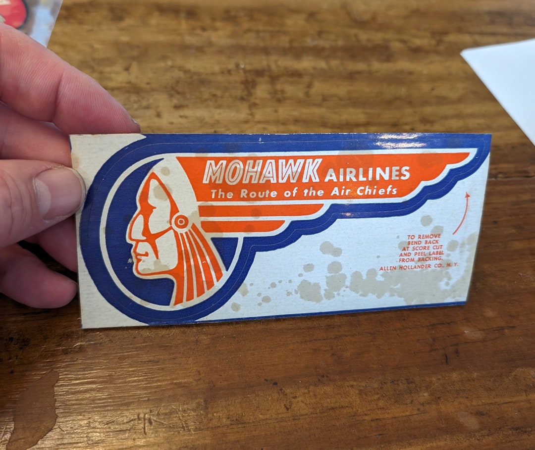 1950s 60s Mohawk Airlines Label - Old & Original - Vintage Travel or ...