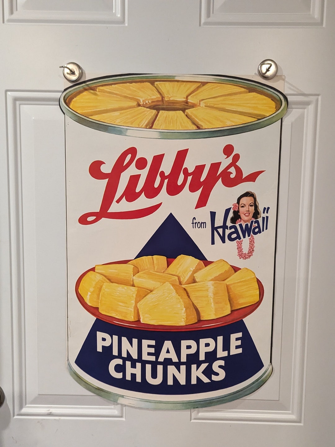 Large 1960s Libby's Pineapple Chunks Canned Goods Store Poster - Die ...