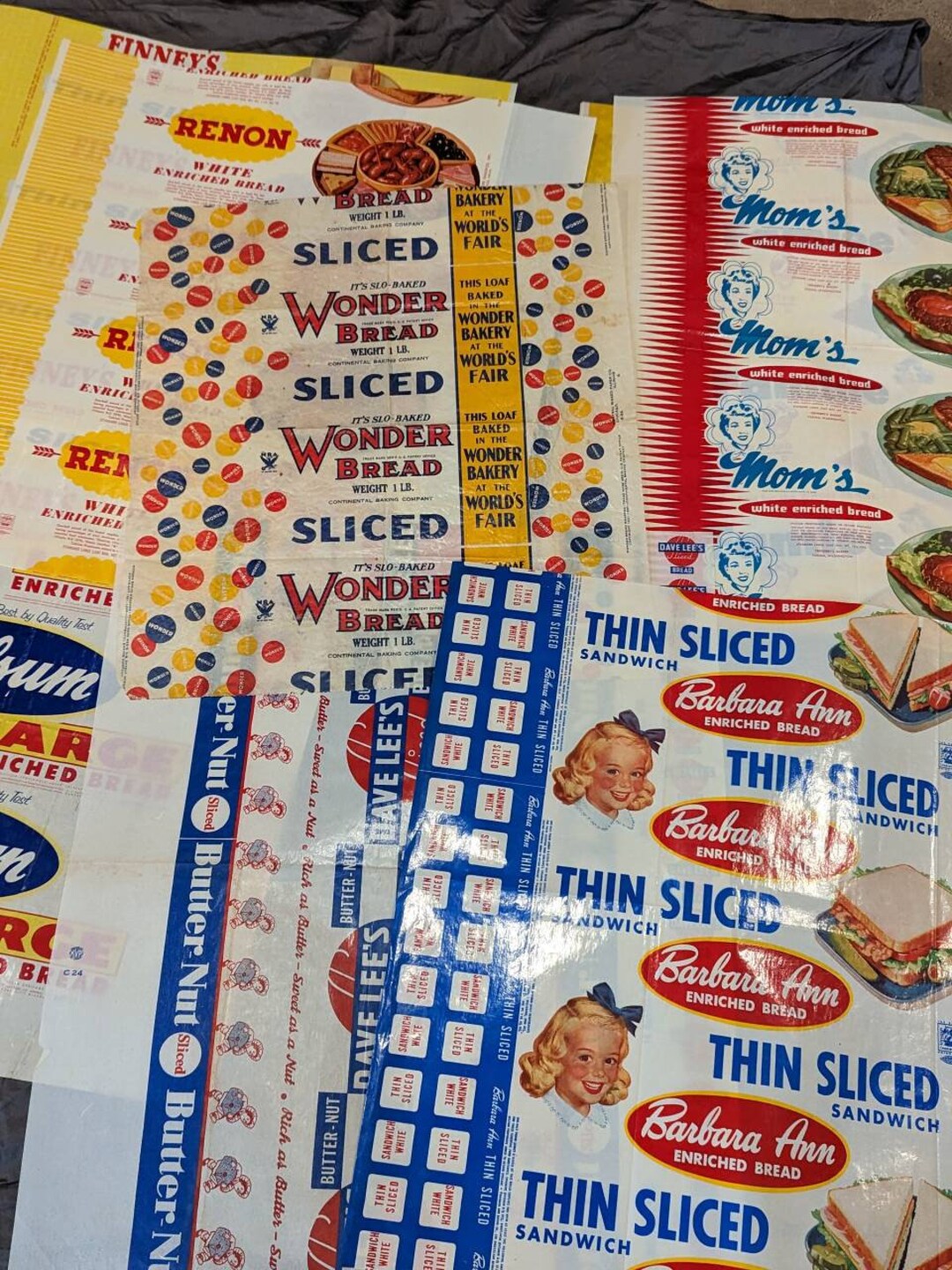 1940's-60's Vintage Bread Wrappers- Display Loaf - Bakery - Old ...