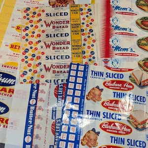 1940's-60's Vintage Bread Wrappers- Display Loaf - Bakery - Old ...