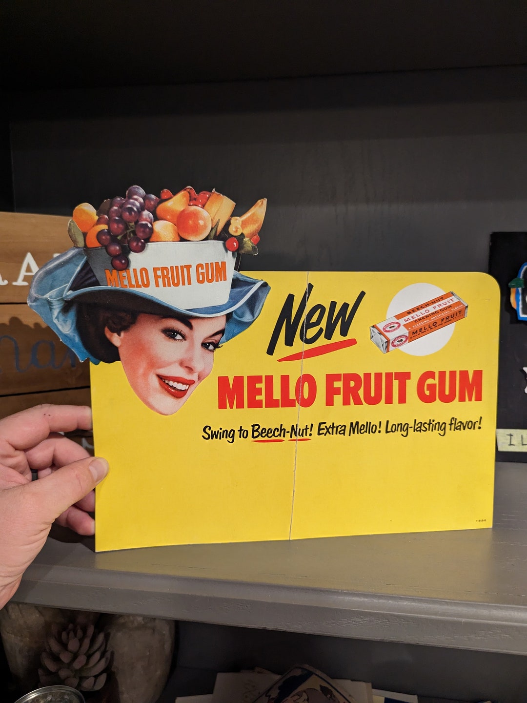 1949 Beech Nut Mello Fruit Gum Store Display Sign - Old & Original ...