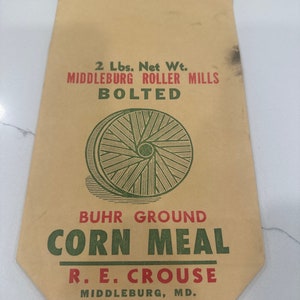 Old & Original 1970s NOS Corn Meal Sack Middleburg Roller Mills ...