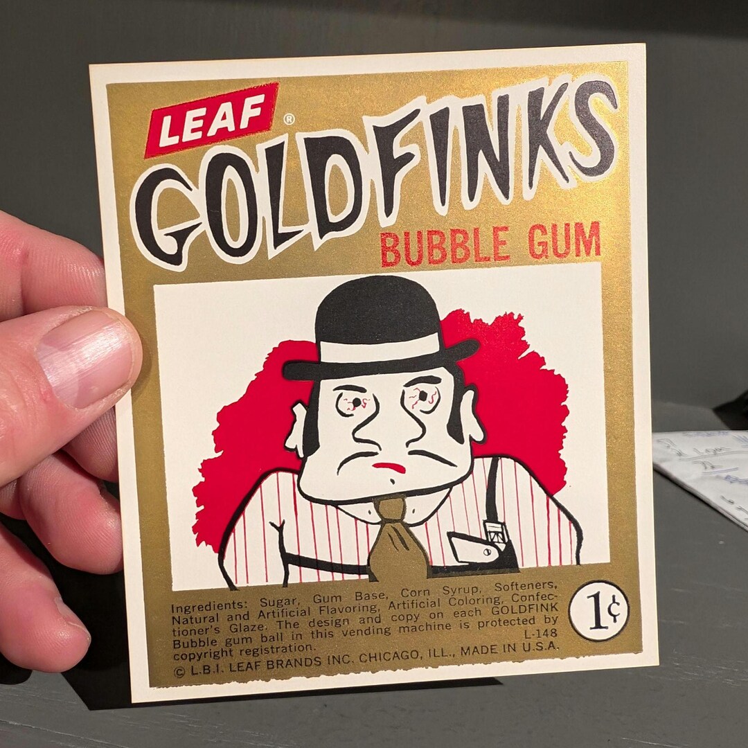NOS 1960s Leaf Goldfinks Gumball Machine Price Sign - Cardboard Retail ...