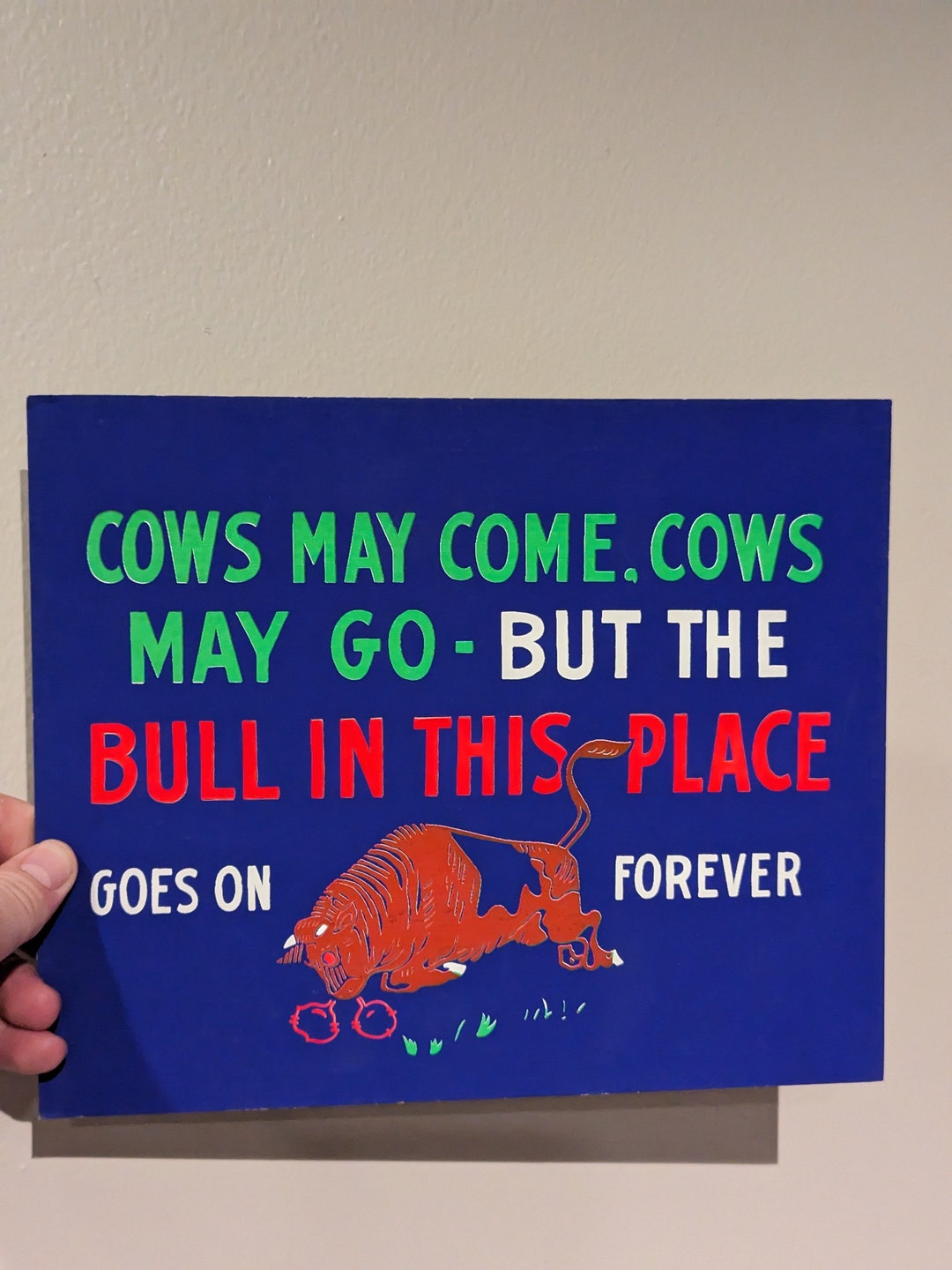 1950's Bull in This Place - Cardboard Sign Vintage Diner Restaurant ...