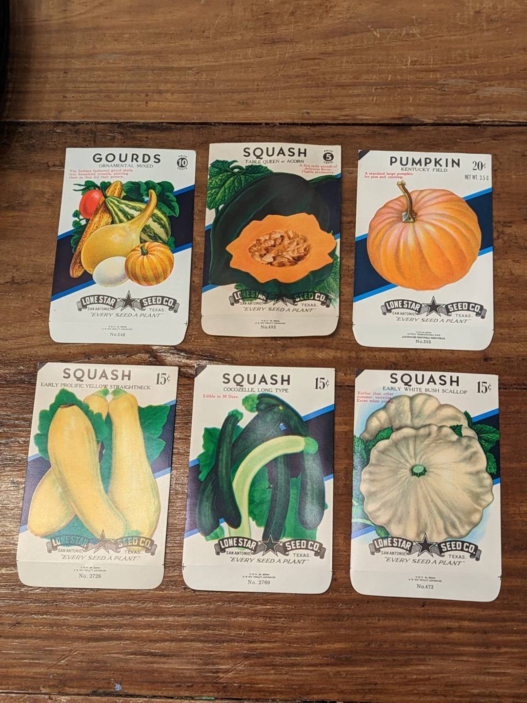 1940s 70s Old & Original Pumpkin, Gourds, and Squash Seed Packets Lone ...