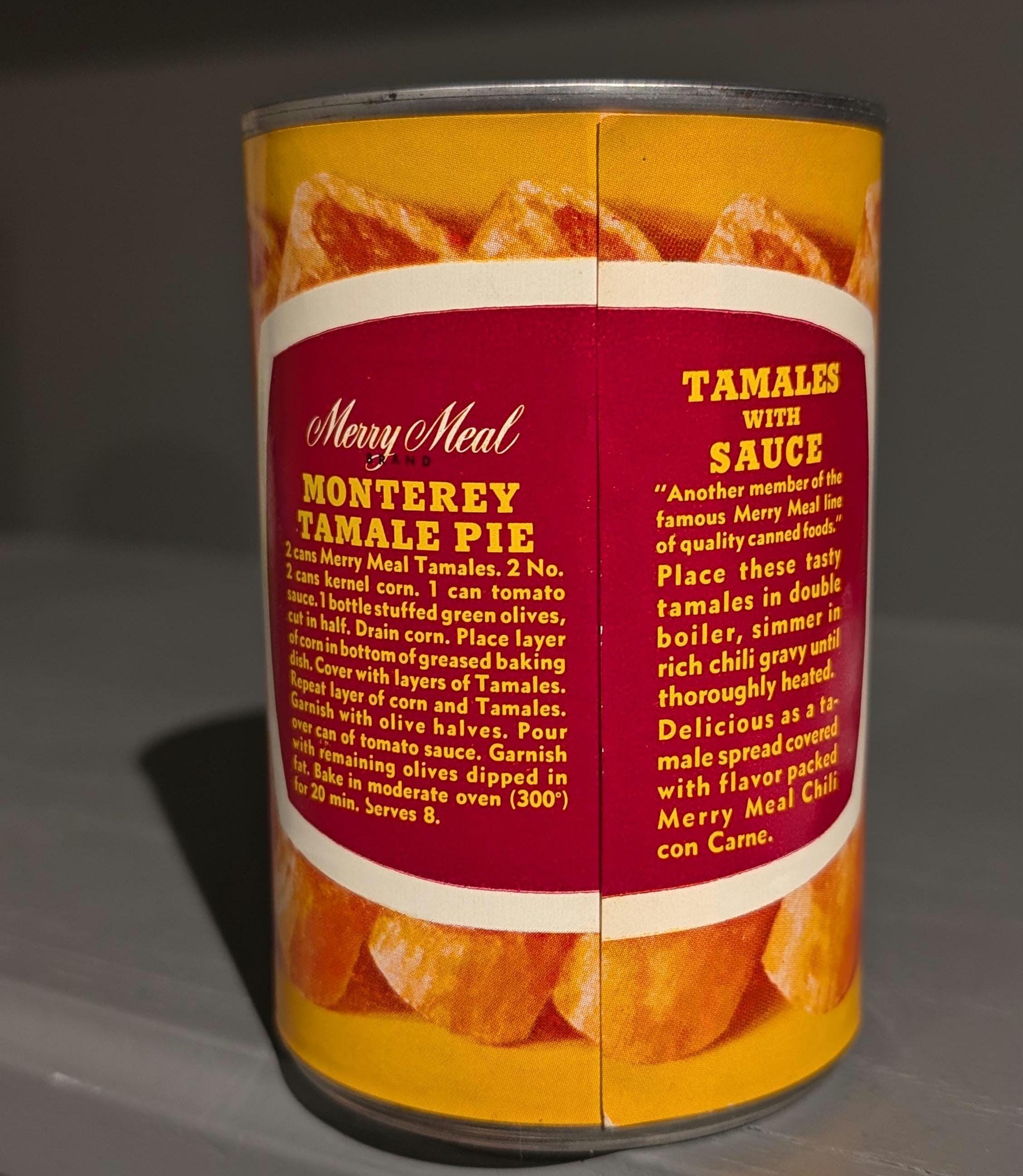 1950's Merry Meal Tamales With Sauce Can Label on Can - Original ...