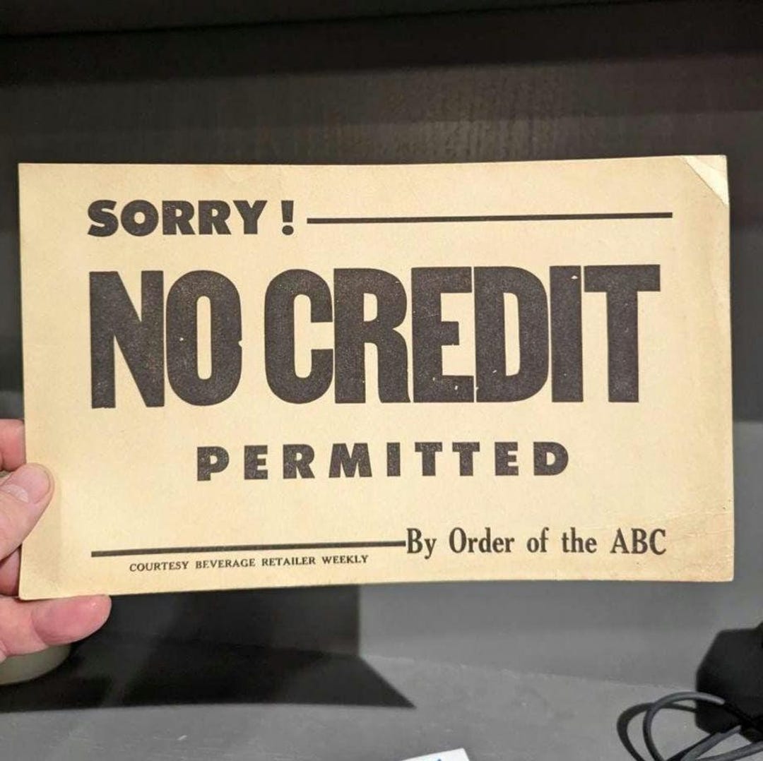 Original 1940's Sorry No Credit Goods Store Hours Cardboard Sign - - Etsy