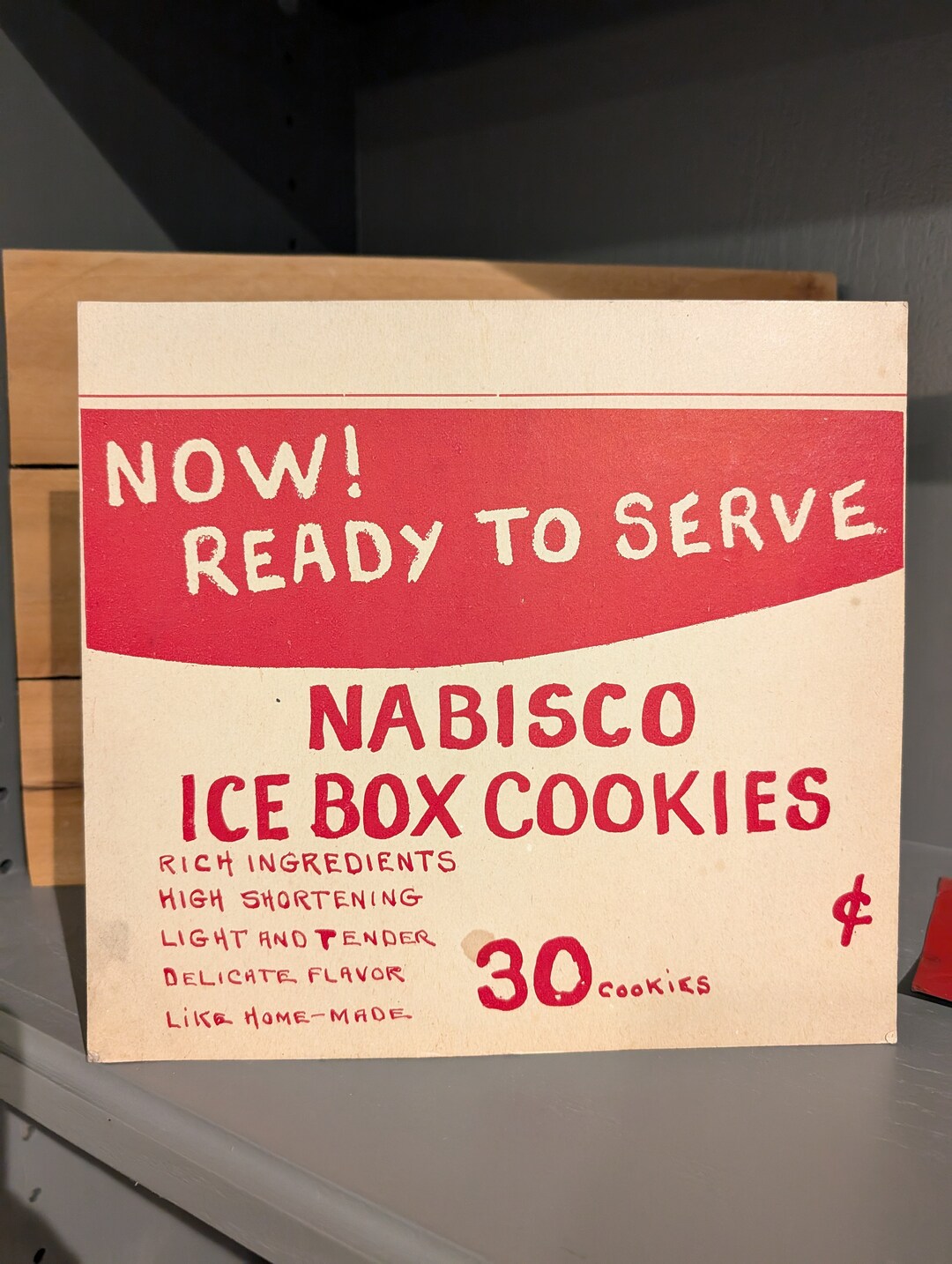 1940 50s NABISCO Ice Box Cookies Sign - Old & Original NOS Store ...