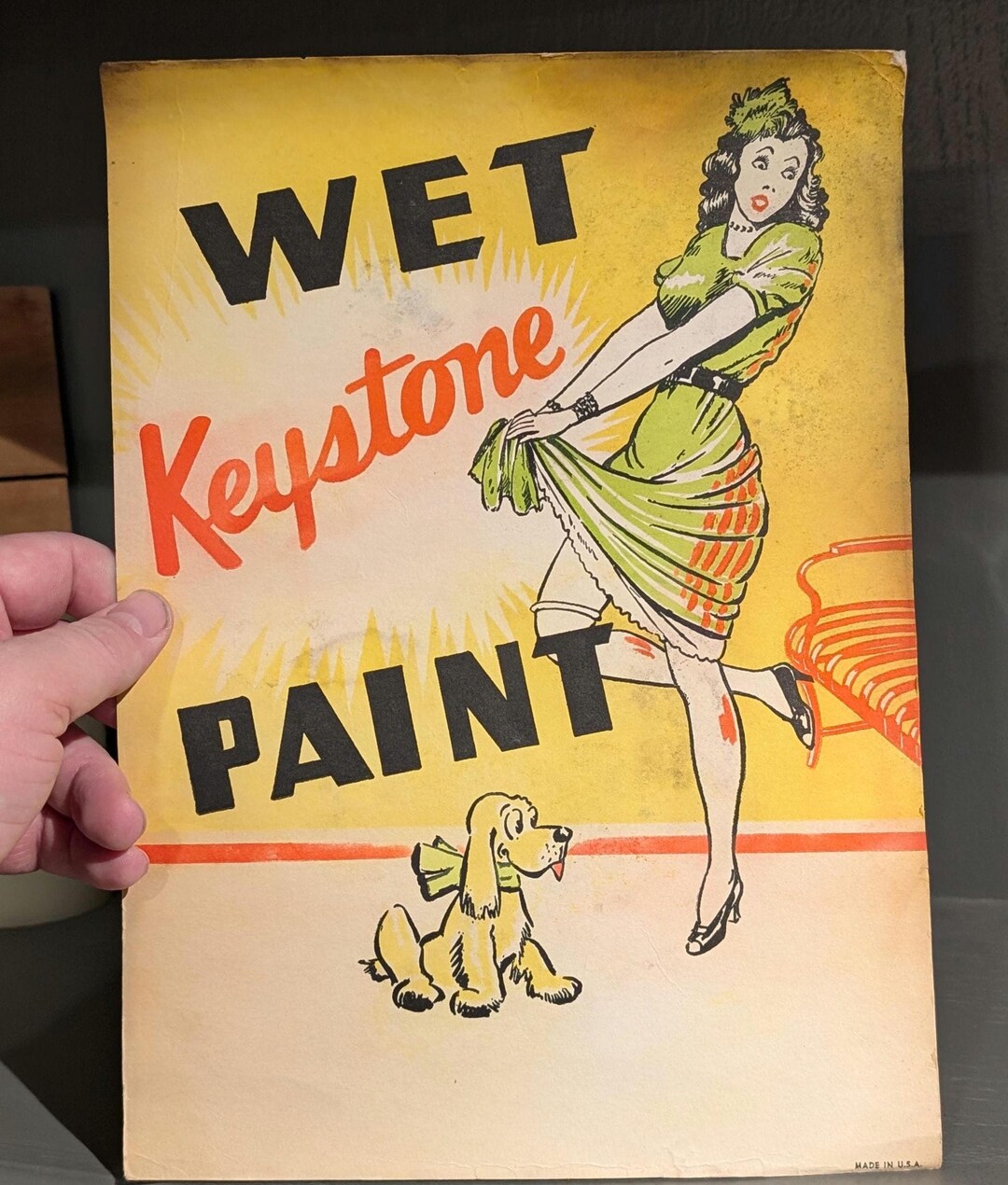 Original 1940's Keystone WET PAINT Cardboard Sign - Vintage - Great ...