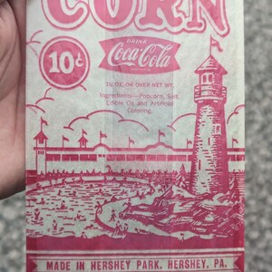 Old Unused Coca-cola Hershey Park Pop Corn Bag - Old - Original - Etsy