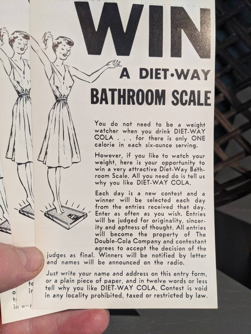 Lot of 3 Original 1960's Double Cola Diet Way "win A Scale" 6 Pack Sign ...