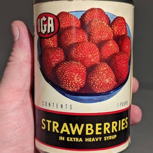 1940's IGA Strawberries Pie Filling Can Label on Can Original Vintage ...