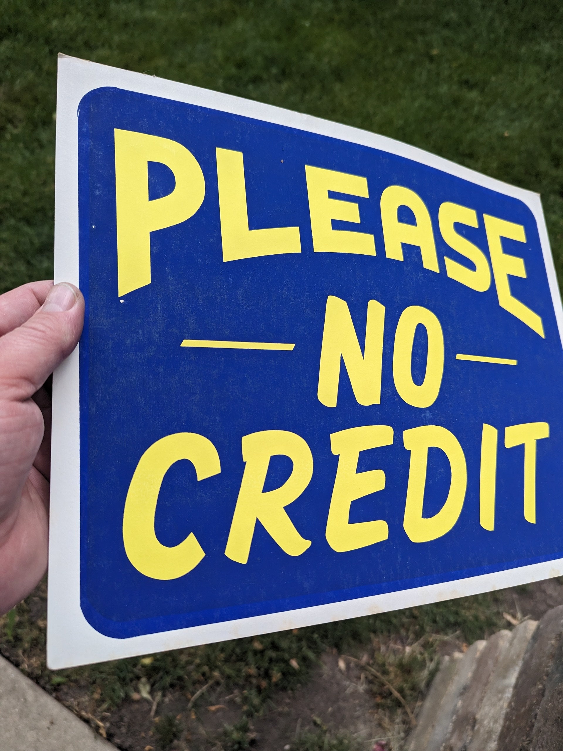 Original 1970s 1980s Please No Credit Cardboard Sign Vintage Sign ...