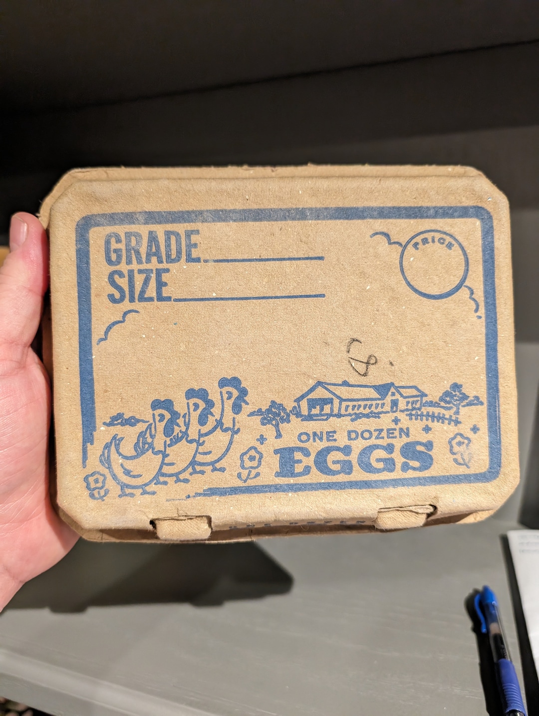 1960's/70s Farm Scene Fresh Eggs Dozen Carton Kitchen Display - Old ...