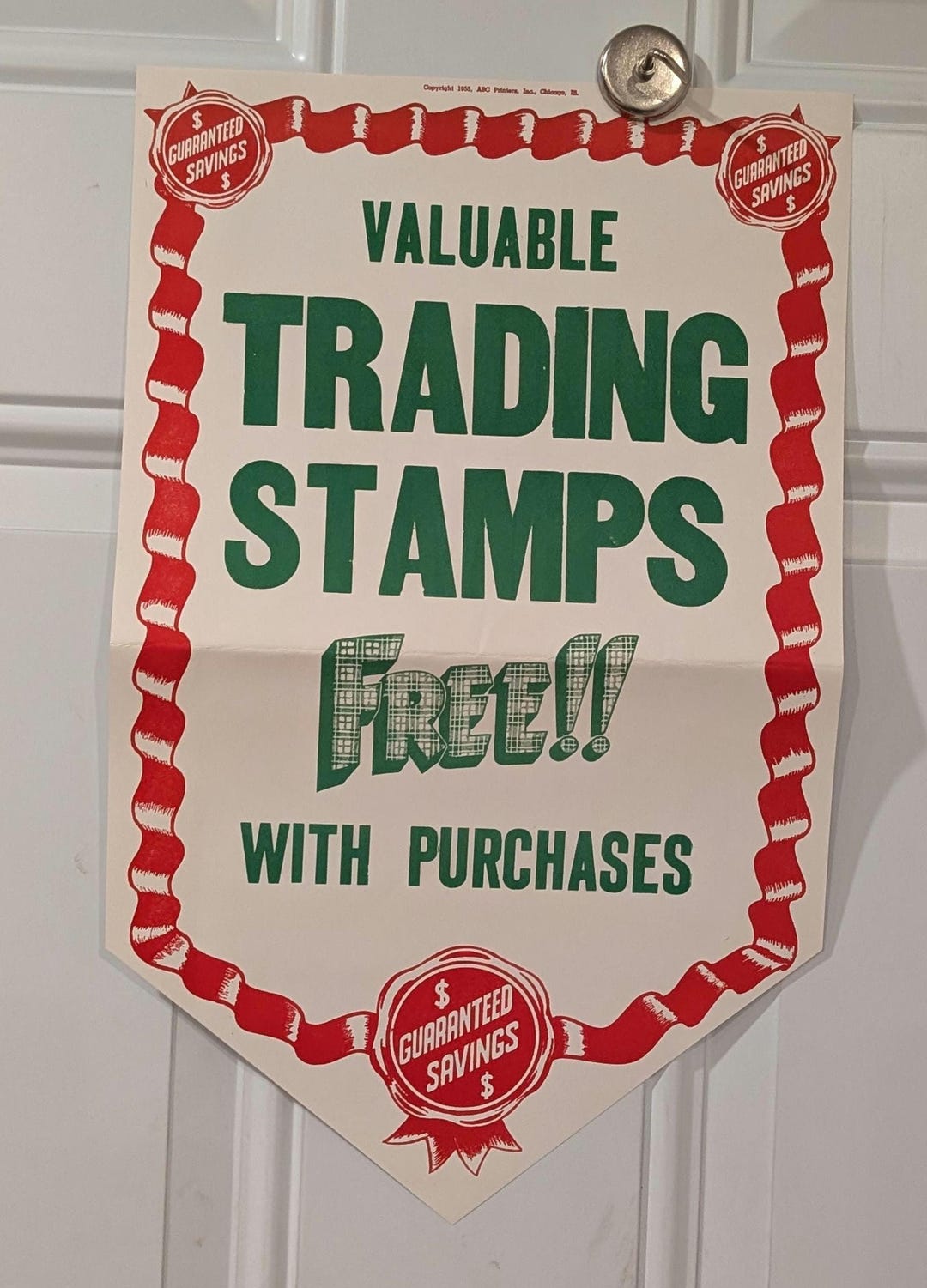 Original 1950's Valuable Trading Stamps Today Sign - Vintage Sign ...