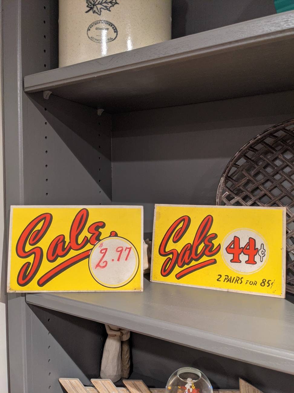 Original 1940's Yellow Sale Store Price Sign Vintage Sign 2.97 or .44 ...