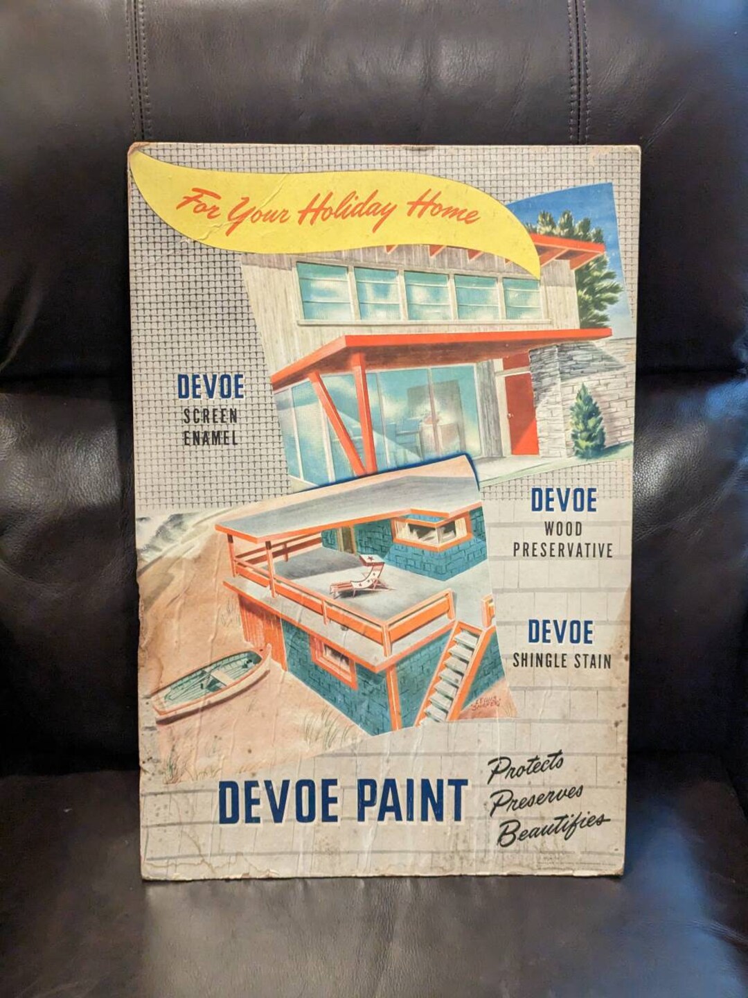 Original 1940's Devoe Paint Sign Vintage Sign Old & Original - Wooden ...