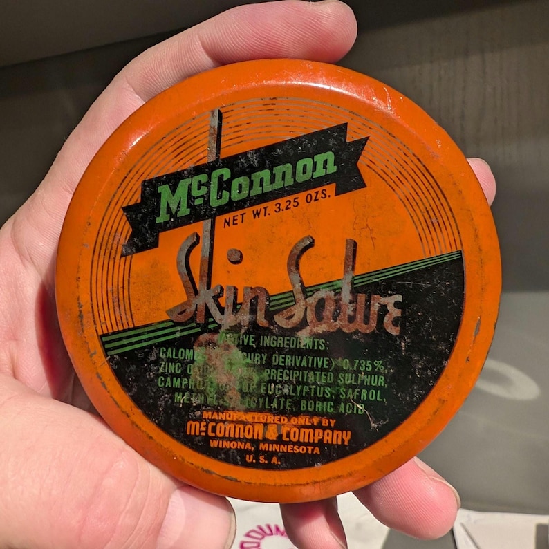 Original Vintage 1930s Mcconnon Skin Salve Tin Vintage Medicine Cabinet ...