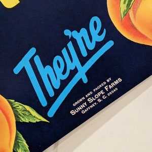 1960's Sunny Slope Peaches Fruit Banner Sign - Old & Original Grocery ...