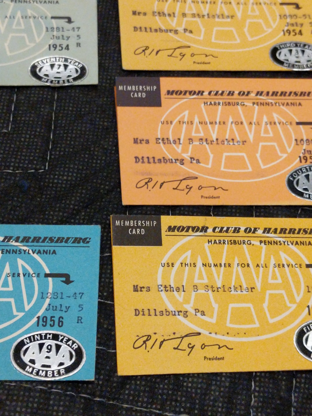 Lot of 5 AAA Motor Club of Harrisburg ID Cards - Pennsylvania - Old ...