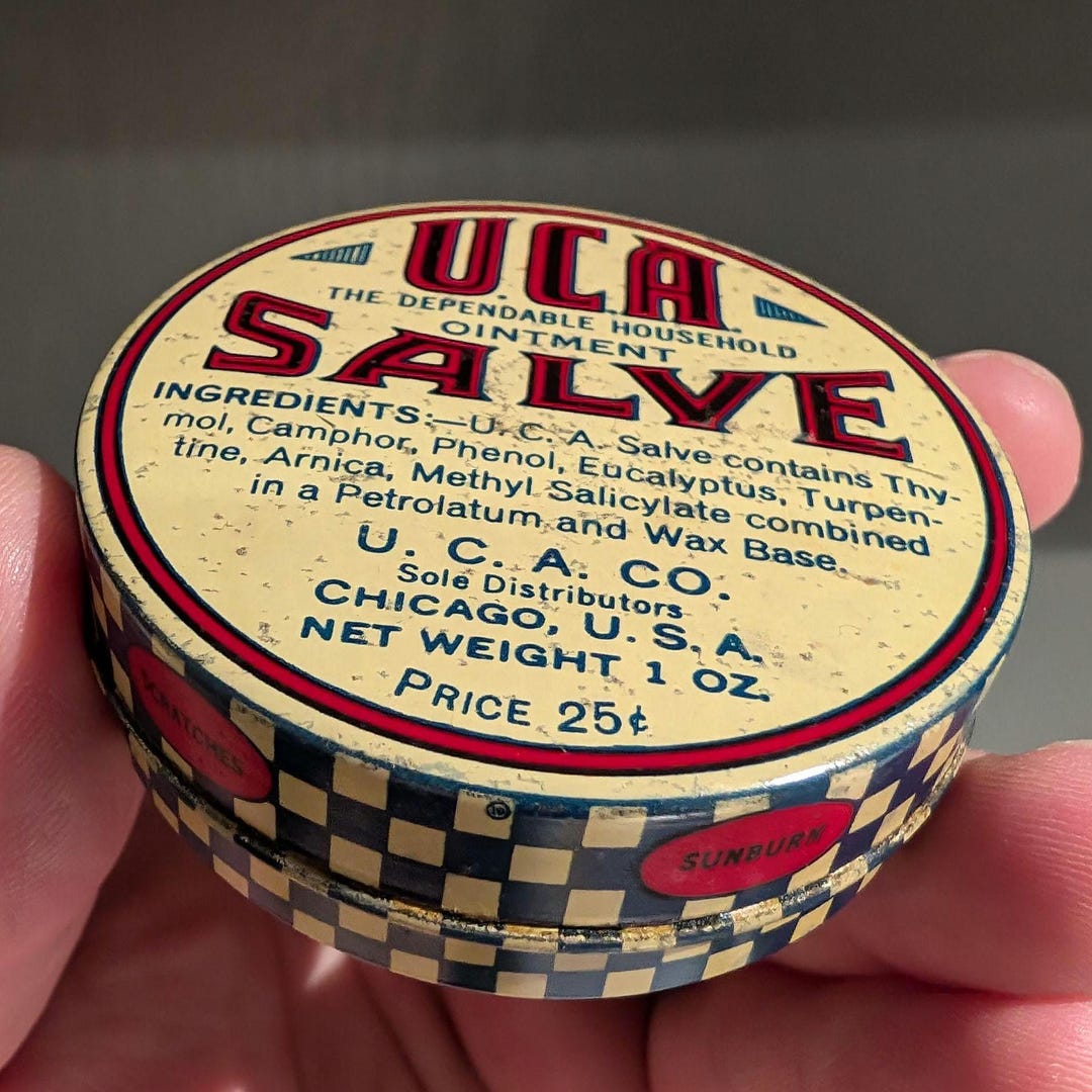 Original Vintage 1910s UCA Salve Tin Vintage Medicine Cabinet Metal Tin ...