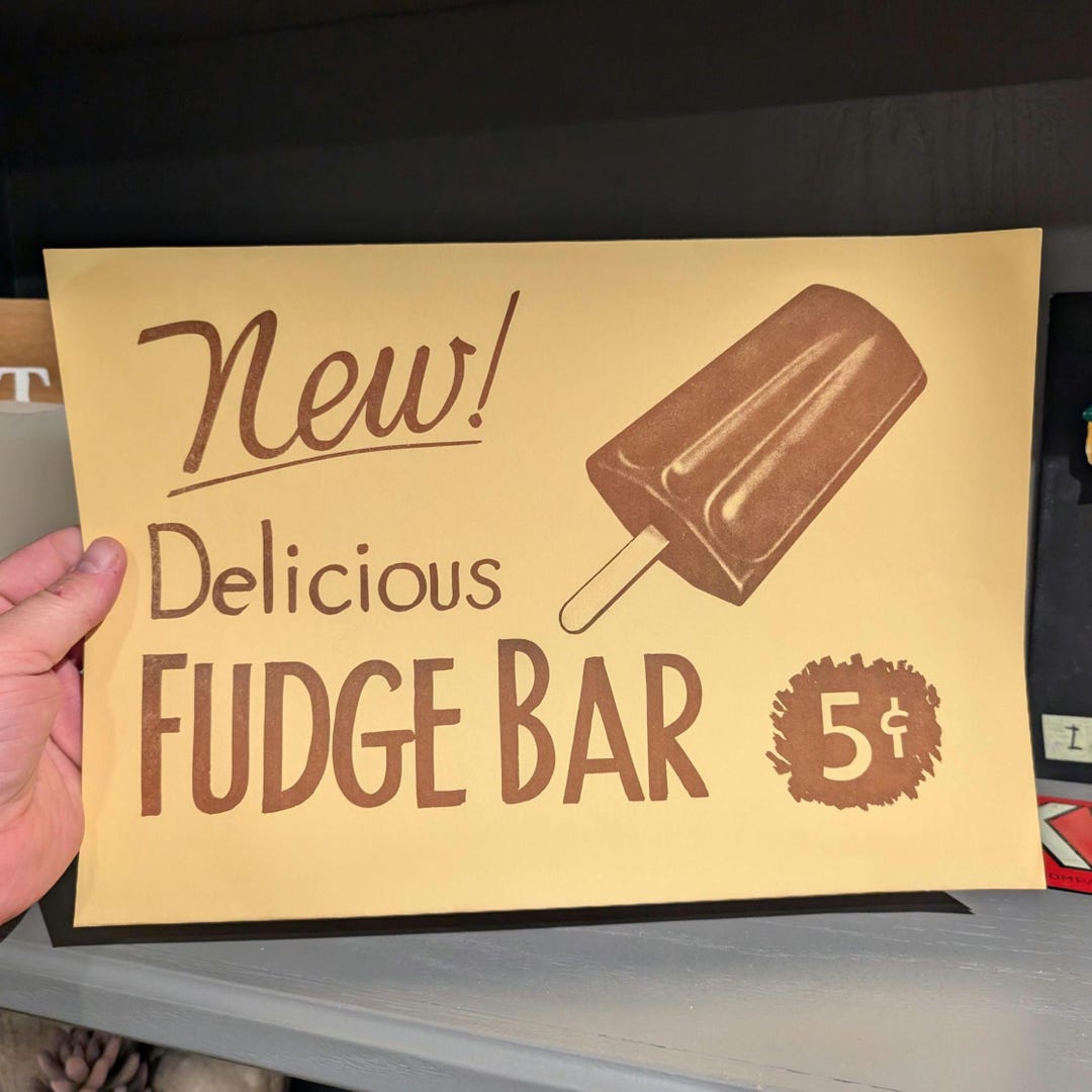 1940's Delicious Fudge Bar Ice Cream Poster Sign Poster Original ...