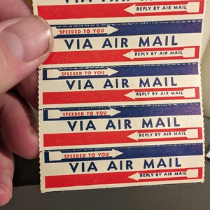 1940's Sheet of 7 Air Mail Gummed Label - Old & Original - Vintage Junk ...