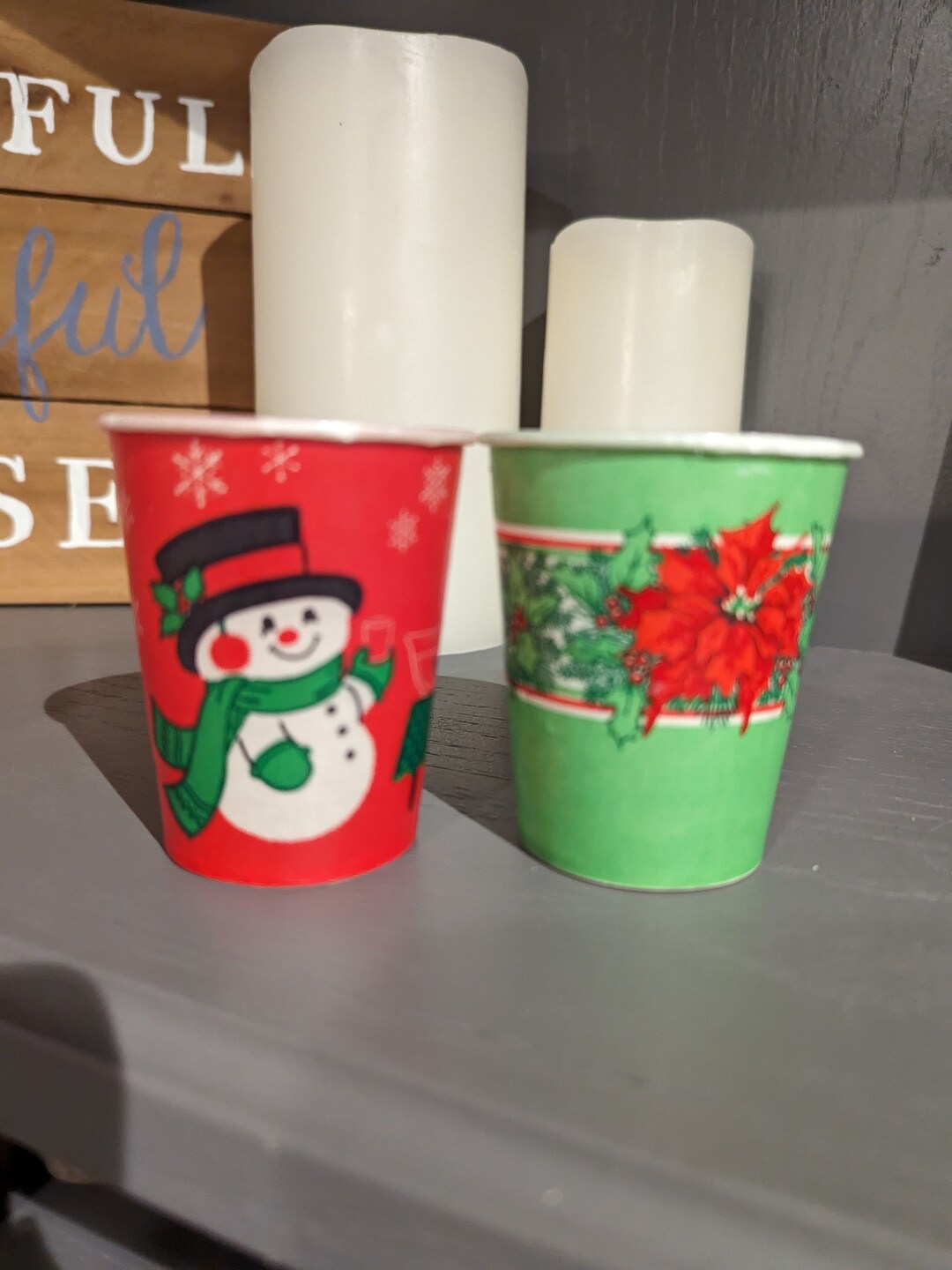 NOS 1970s 1980s Snowmen Snowoman Holly Dixie Cups - Old & Original ...