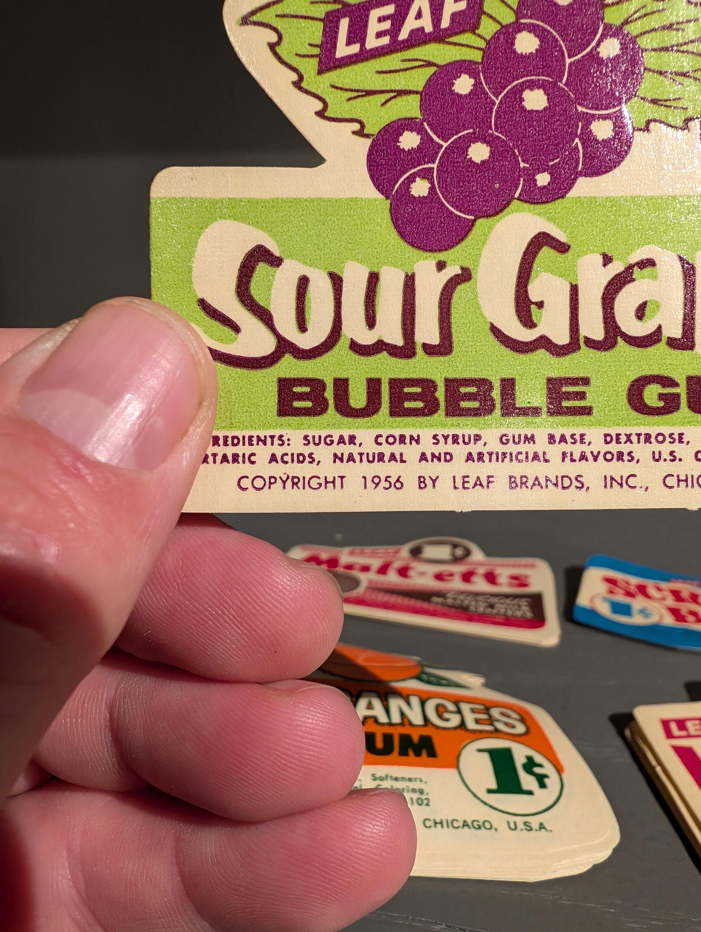 NOS 1950s 60s Leaf Bubble Gum Gumball Machine Price Sign - Paper Gummed ...