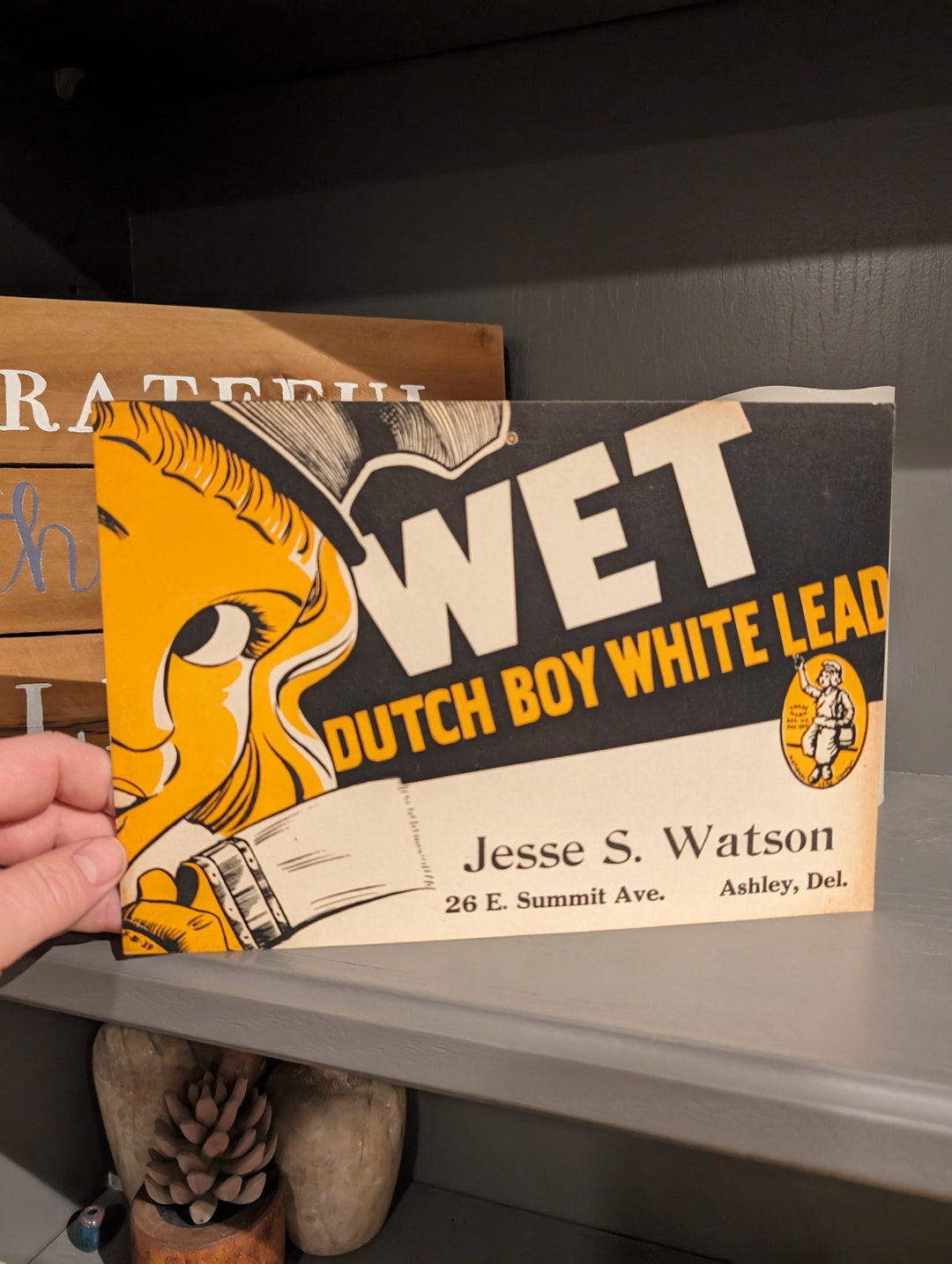 Original 1939 Dutch Boy Paints Wet Paint Cardboard Sign - Vintage Paint ...