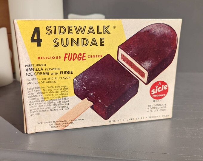 1960's Deluxe Sidewalk Sundae Fudge Bar Ice Cream Box - Old & Original ...