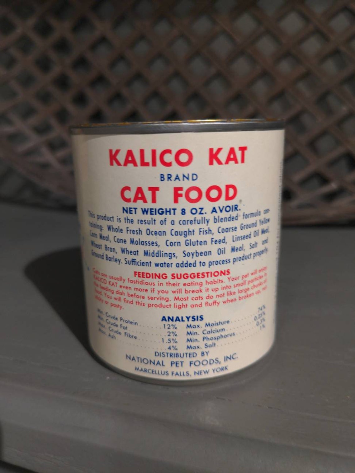 1960's Kalico Kat Cat Food Can Label on Can - National Pet Food ...