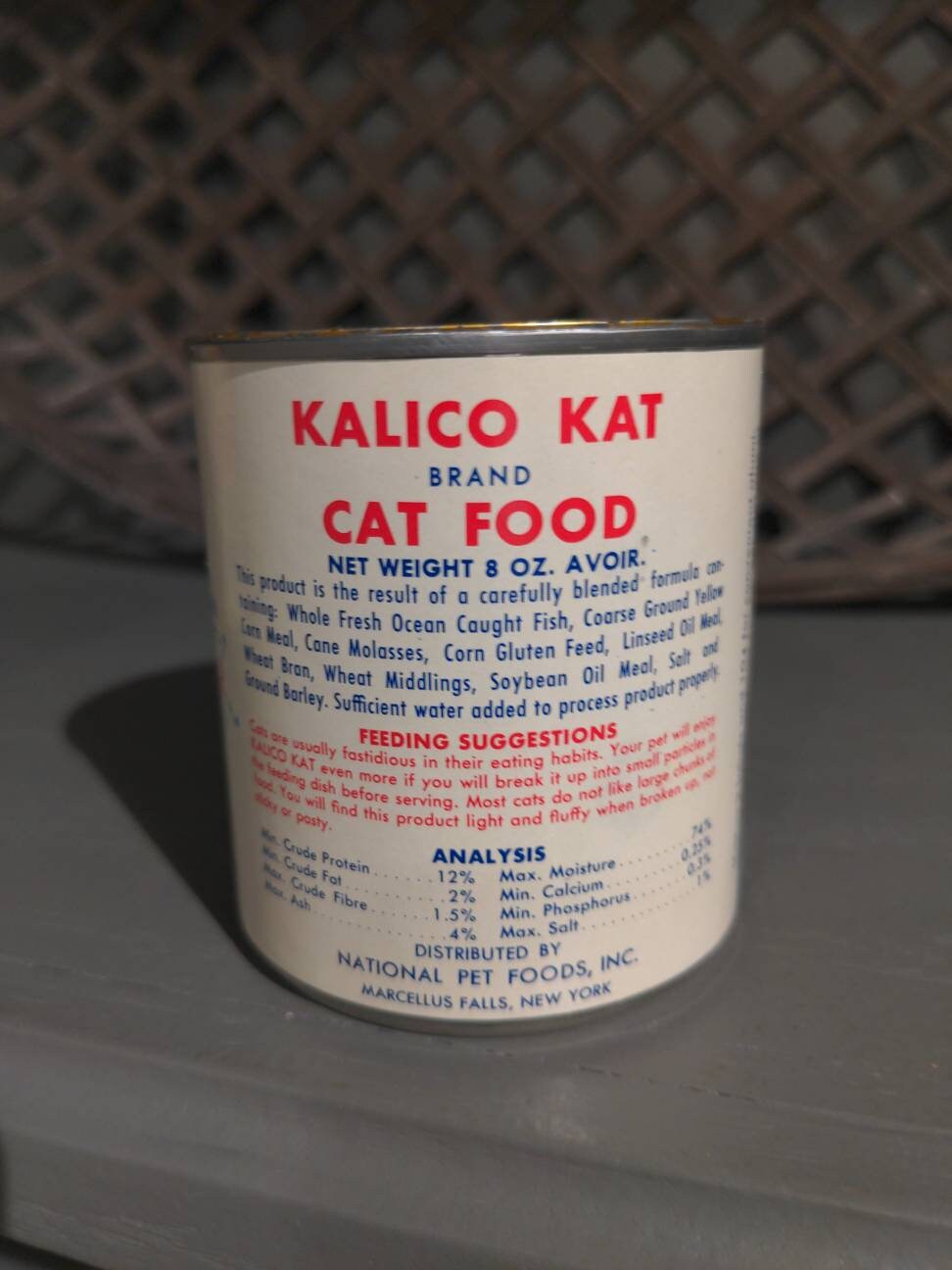 1960's Kalico Kat Cat Food Can Label on Can - National Pet Food ...